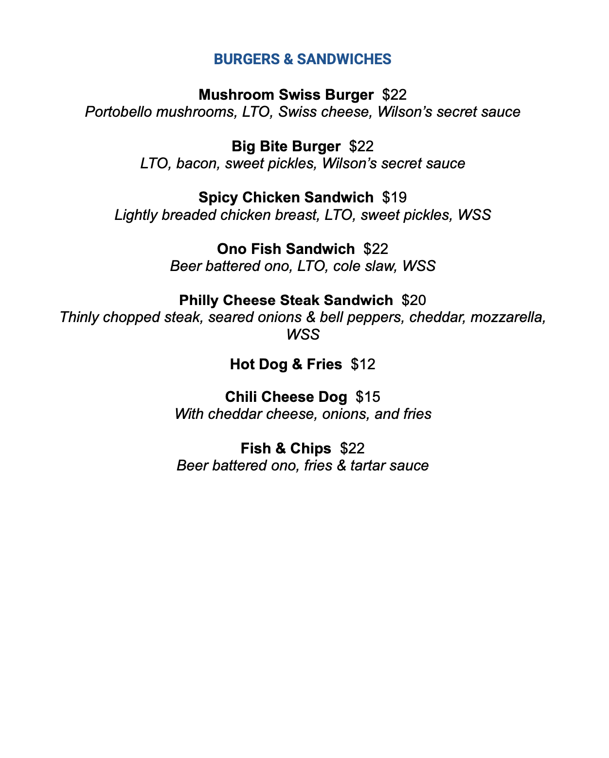 Menus - Blue Dragon Tavern & Cosmic Musiquarium